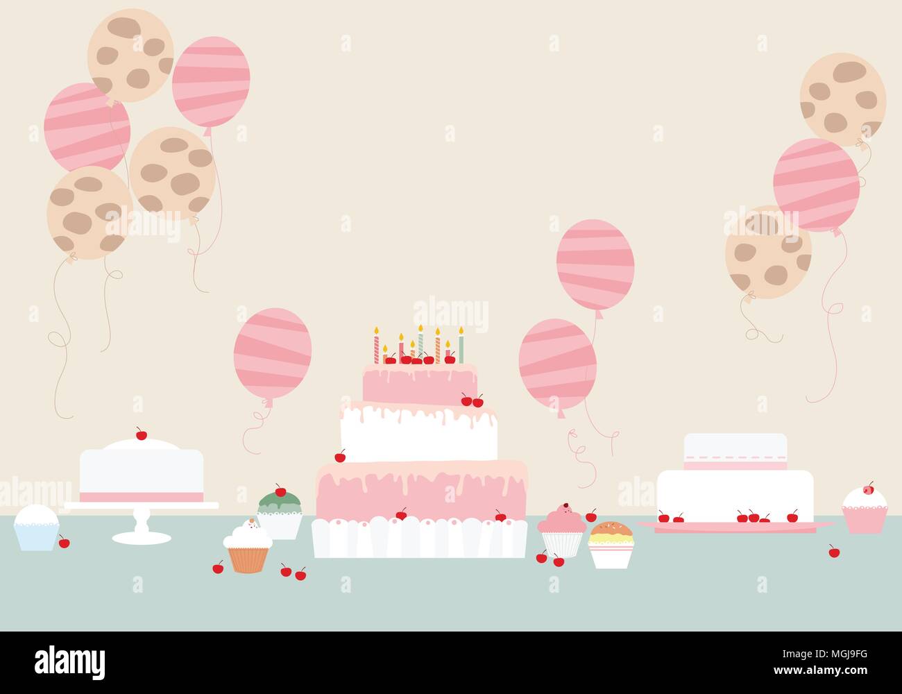 Cakes and balloons for birthday party Stock Vector Image & Art - Alamy