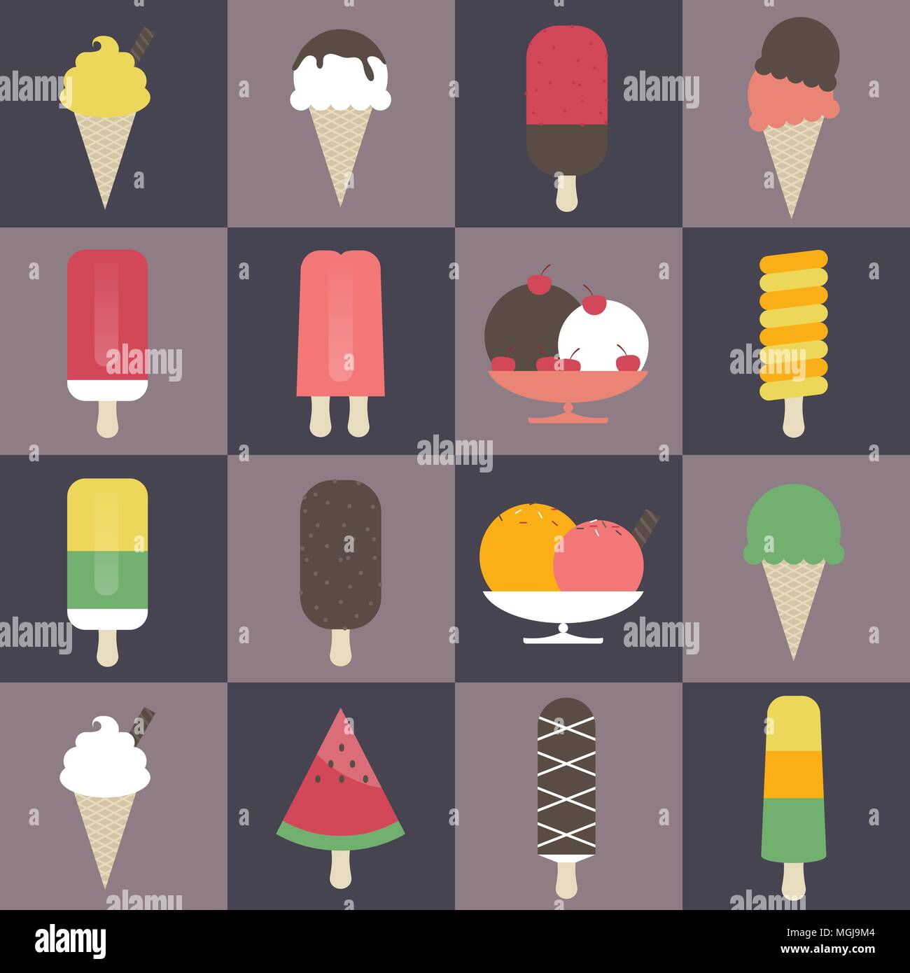 Collection of ice cream contains 16 images with different colors and ...