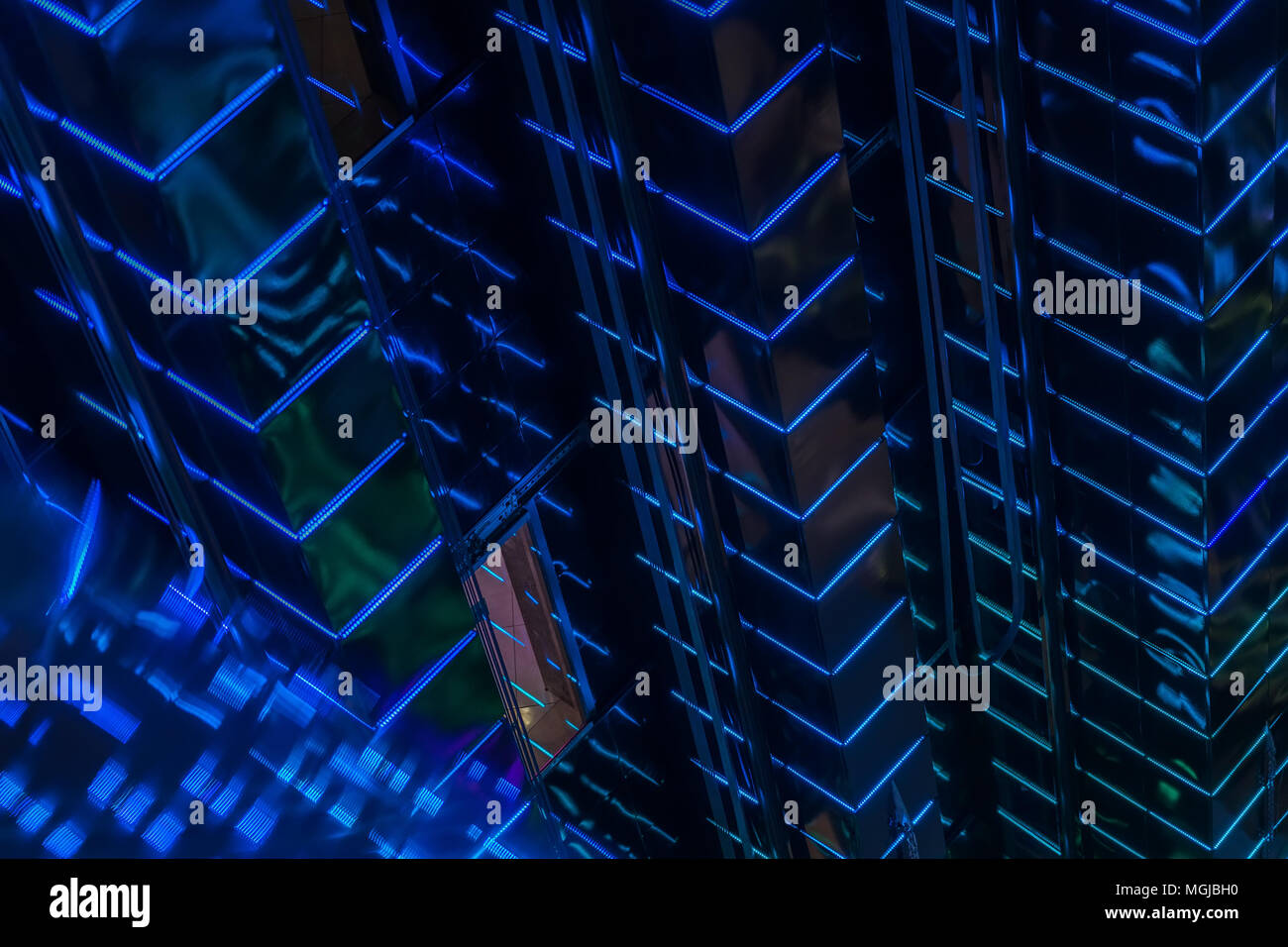 Close-up abstract of pattern of bright vivid led backlight walls of ...