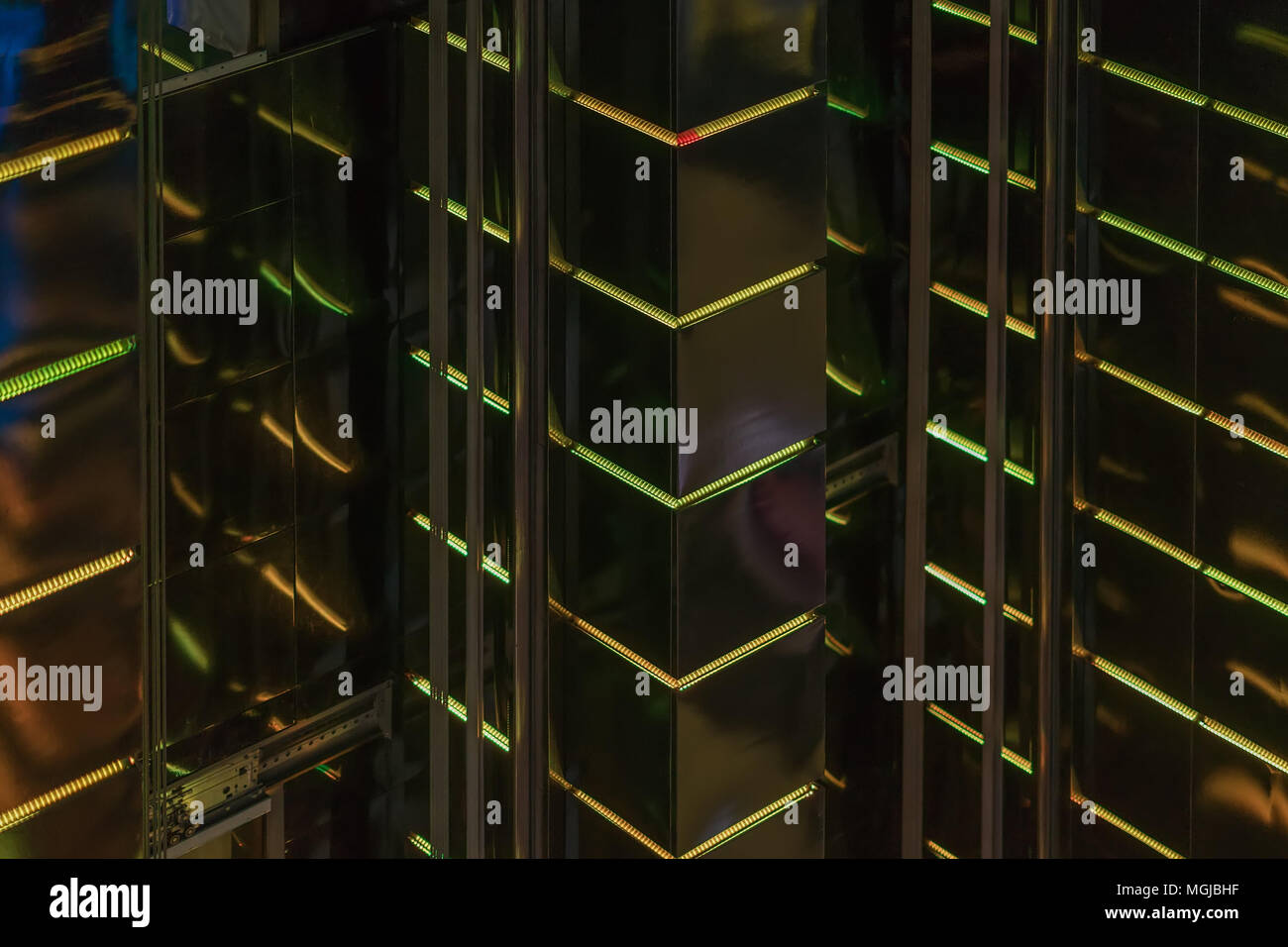 Close-up abstract of pattern of bright vivid led backlight walls of ...