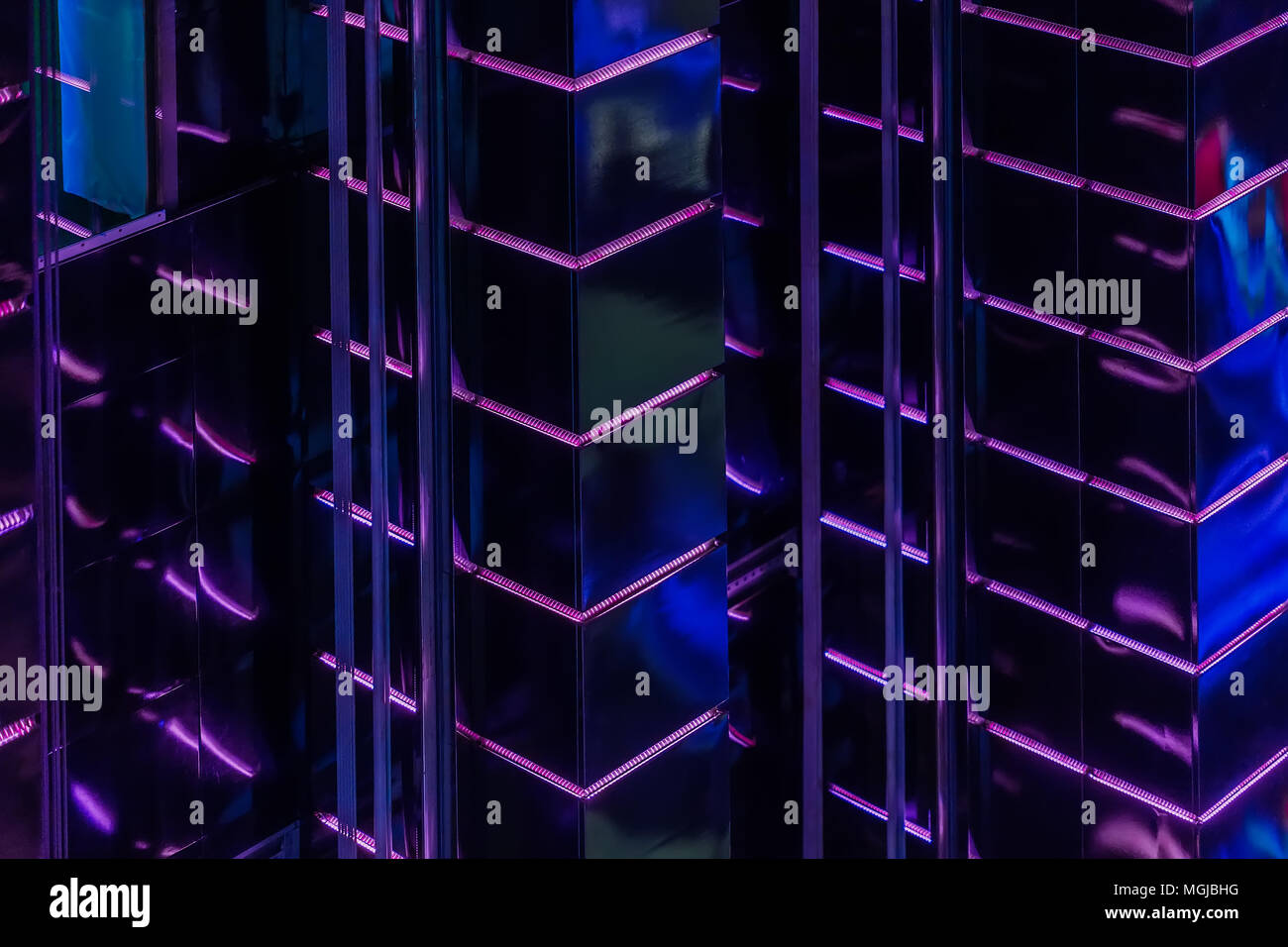 Close-up abstract of pattern of bright vivid led backlight walls of ...