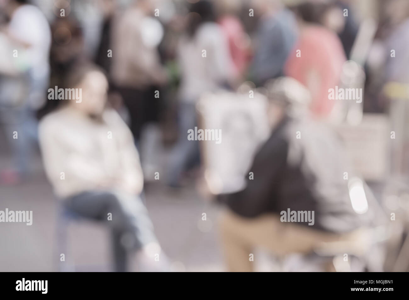 Abstract blurred image of unrecognizable silhouettes of modern artist ...