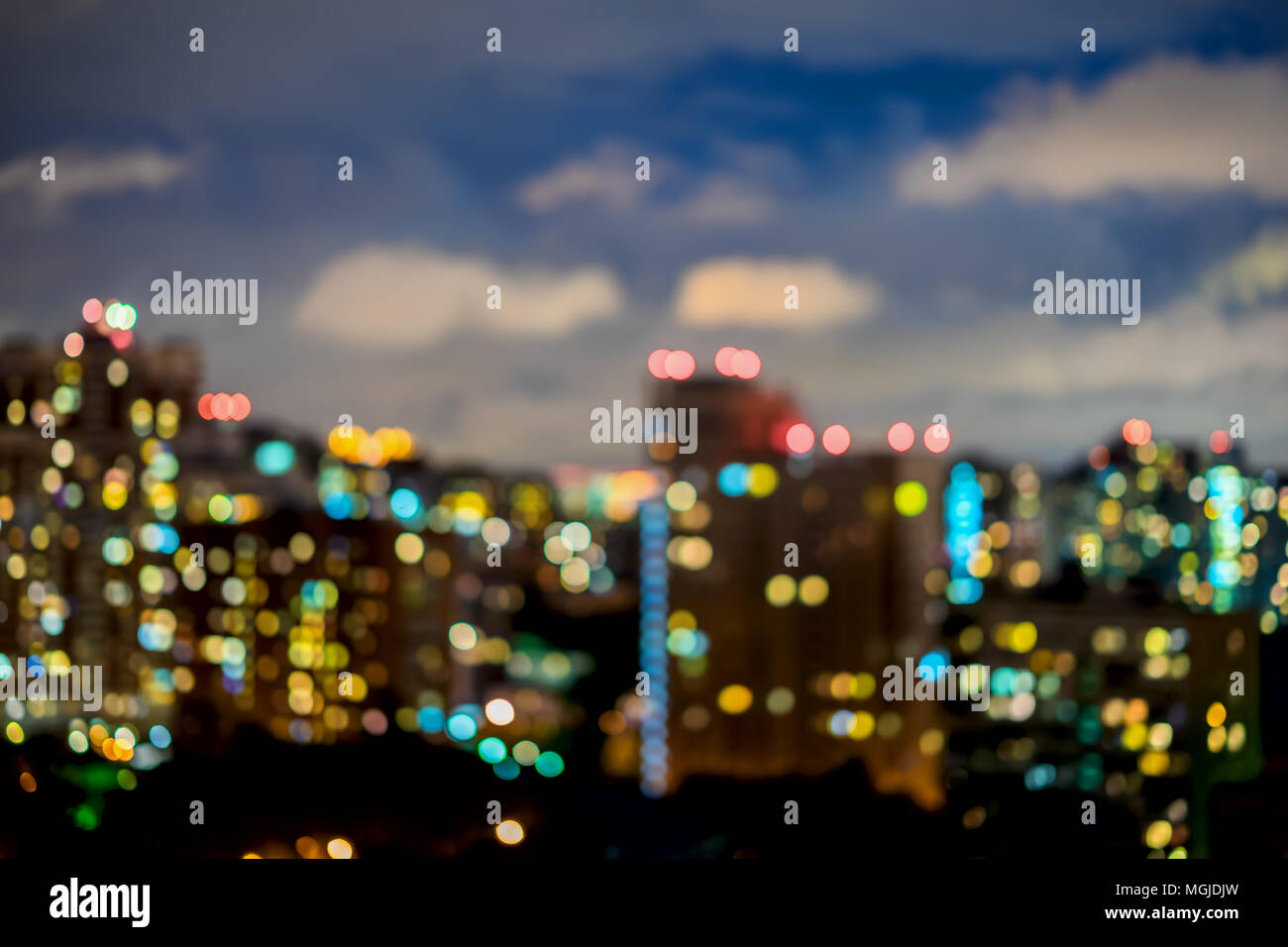 Abstract apartments, residential buildings, houses. Urban night. City ...