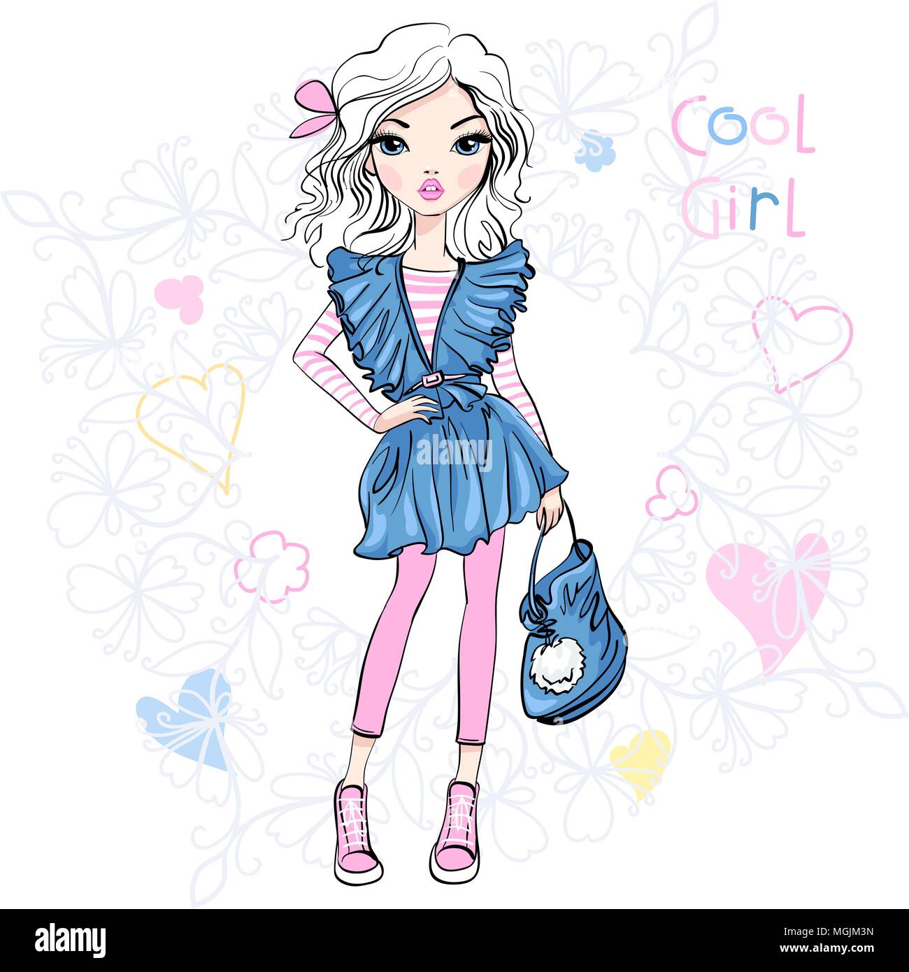 Vector Cute Fashionable Girl Stock Vector Image And Art Alamy