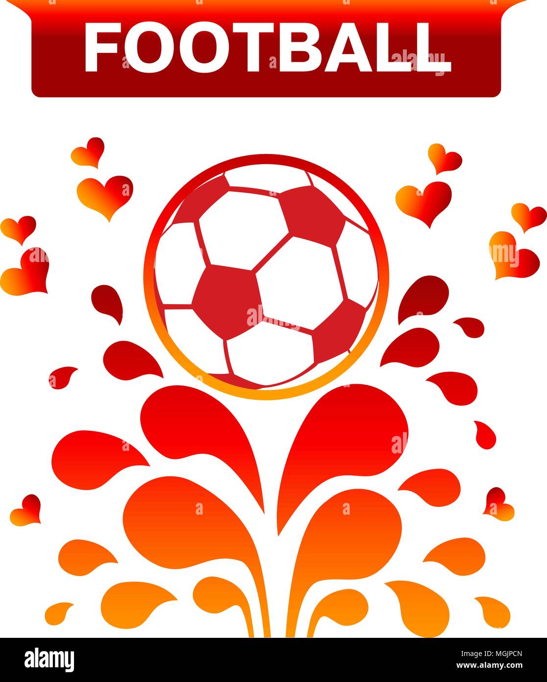 Vector Red Soccer ball isolated on white background. Bright Illu Stock ...