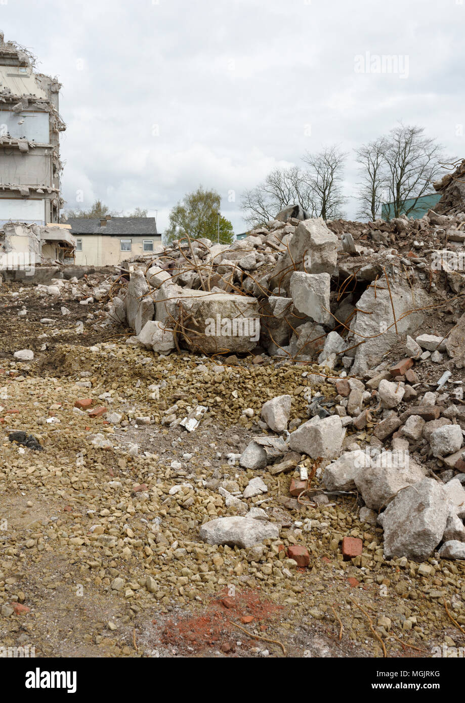 Demolition site with concrete rubble from controlled demolition of ... Demolition site with concrete rubble from controlled demolition of ...