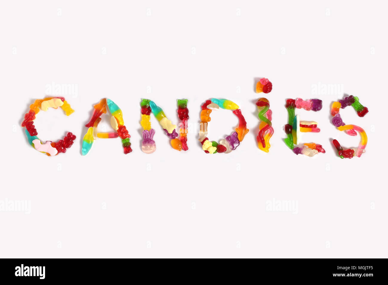 Text candies consisting of Gummy candies Stock Photo - Alamy