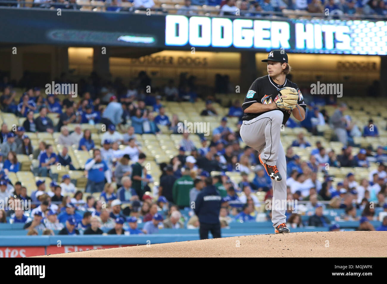 LOS ANGELES - Miami Marlins pitcher Dillon Peters (76) throws a pitch ...
