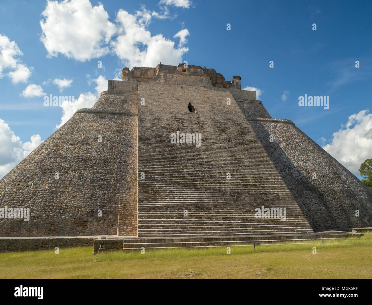 The great pyramid of magician in Uxmal archeological site, tourist ...