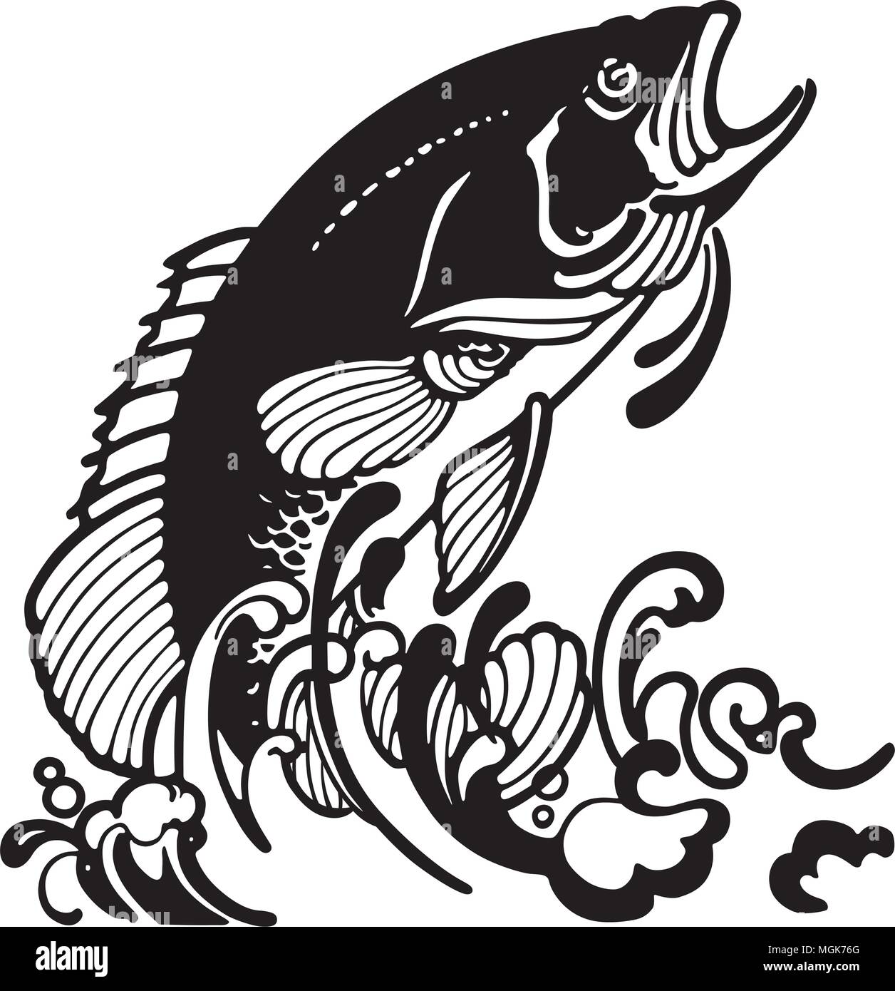 Stylized Jumping Fish - Retro Clipart Illustration Stock Vector Image ...