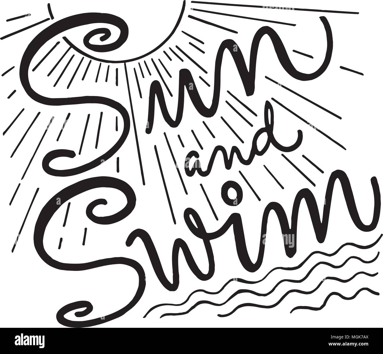 Sun And Swim - Retro Clipart Banner Stock Vector Image & Art - Alamy