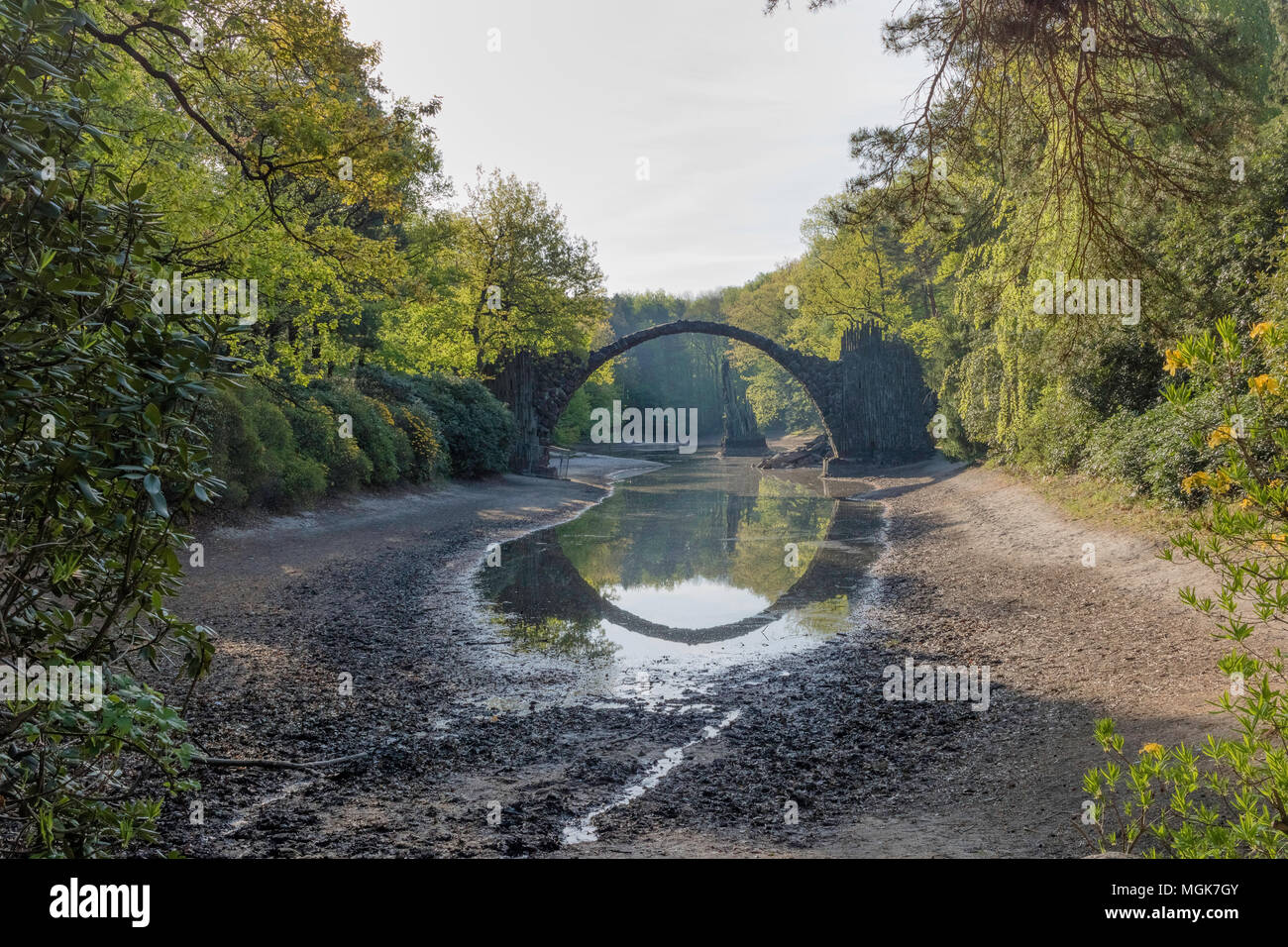 19th century Fairy tale Devil's Bridge (Rakotzbrücke), Saxony, Germany ...