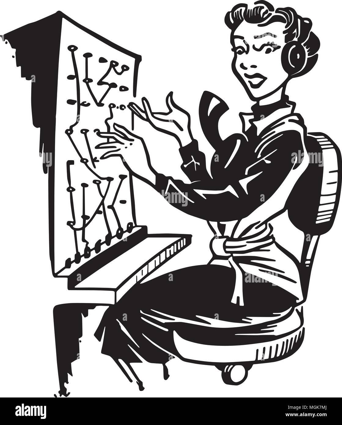 Switchboard Operator Retro Clipart Illustration Stock Vector Image