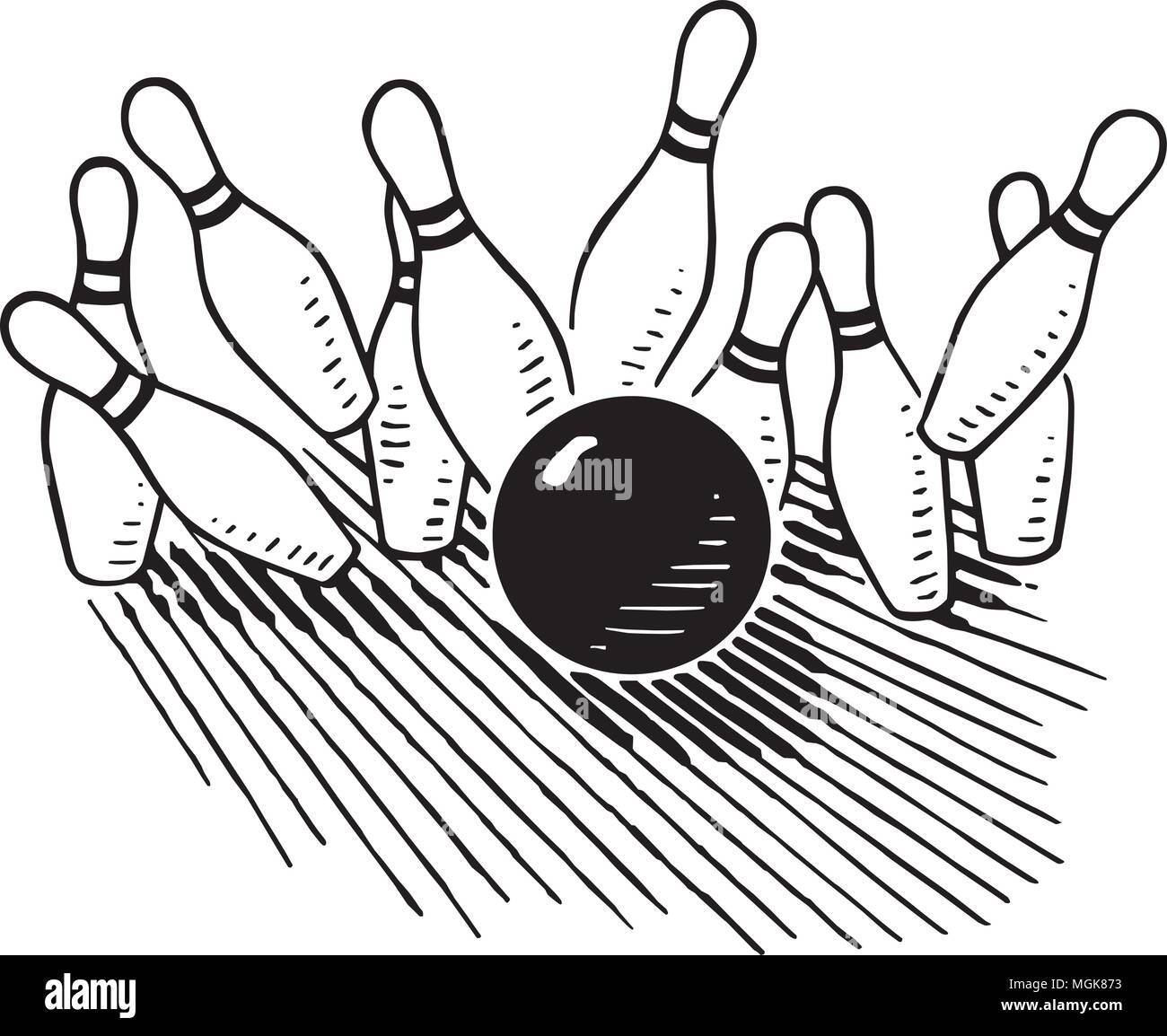 Ten Pin - Retro Ad Art Illustration Stock Vector Image & Art - Alamy