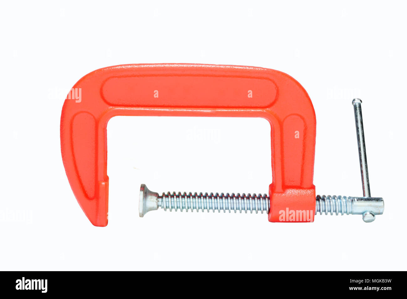 A red c-clamp isolated on a white background Stock Photo - Alamy