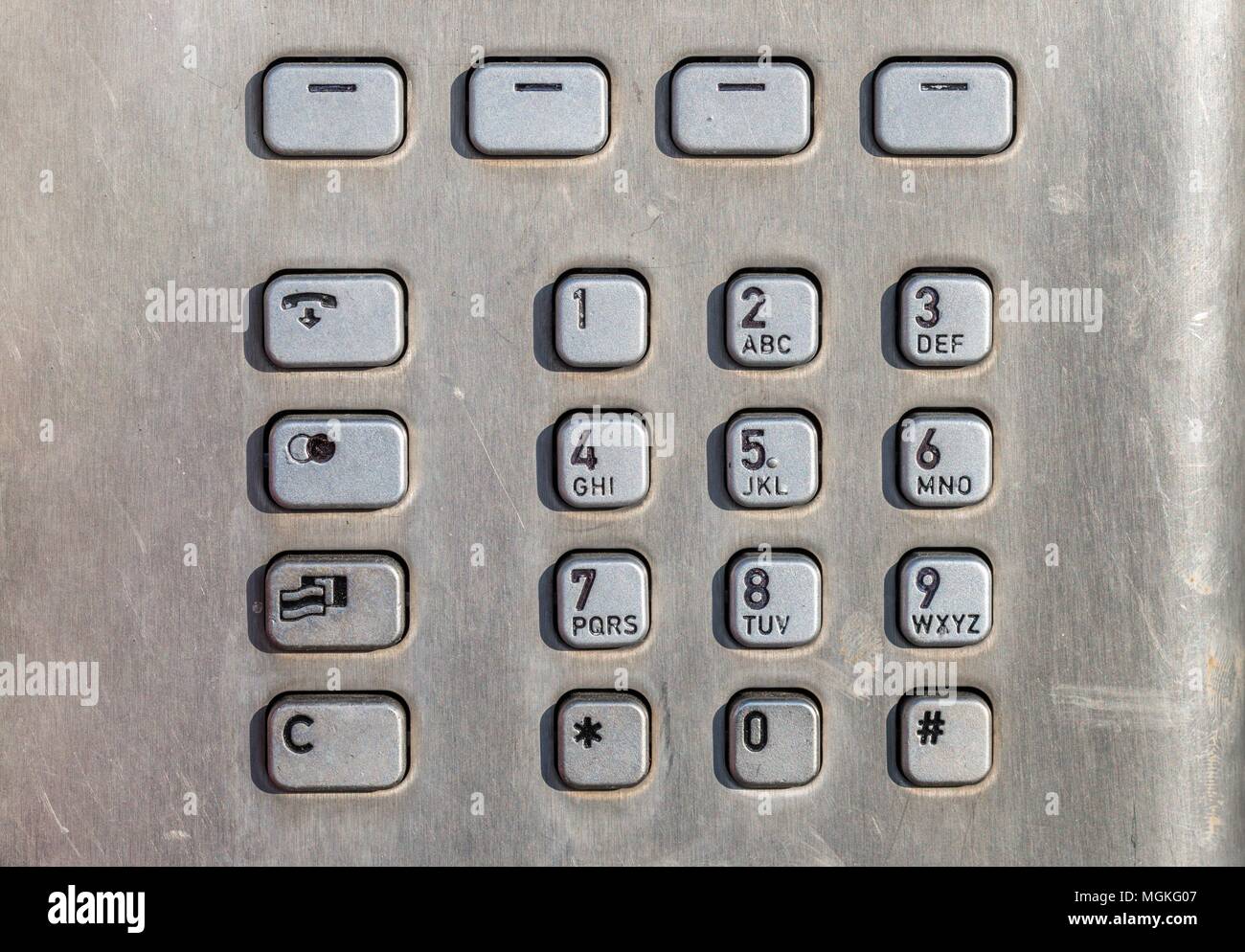 Close-up of a keypad of an old payphone, Germany Stock Photo - Alamy
