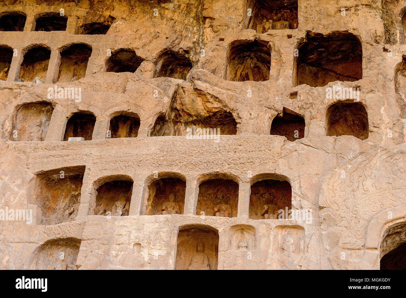 Caves at the Longmen Grottoes ( Dragon's Gate Grottoes) or Longmen ...