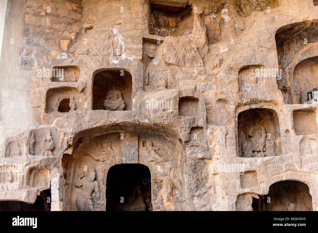 Longmen Grottoes ( Dragon's Gate Grottoes) or Longmen Caves.UNESCO ...