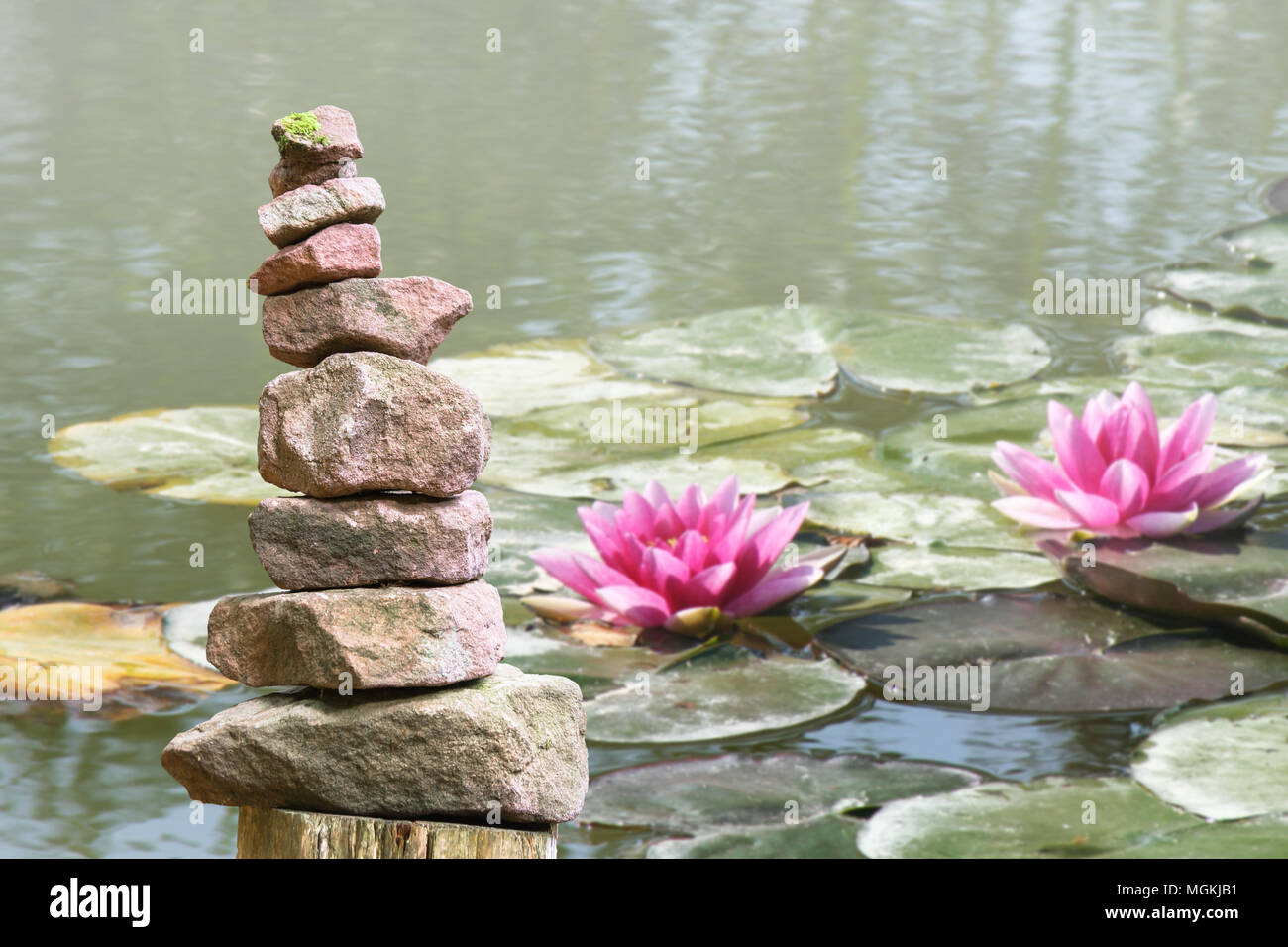 Stacked stone pyramid from sandstone as a sign for awareness Stock ...