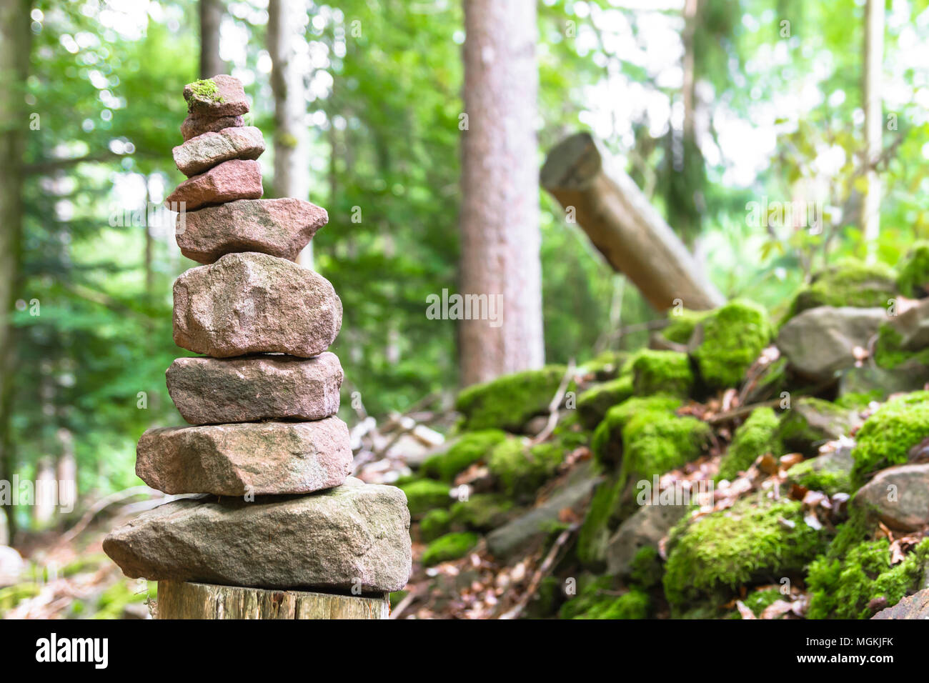Stacked stone pyramid from sandstone as a sign for awareness Stock ...