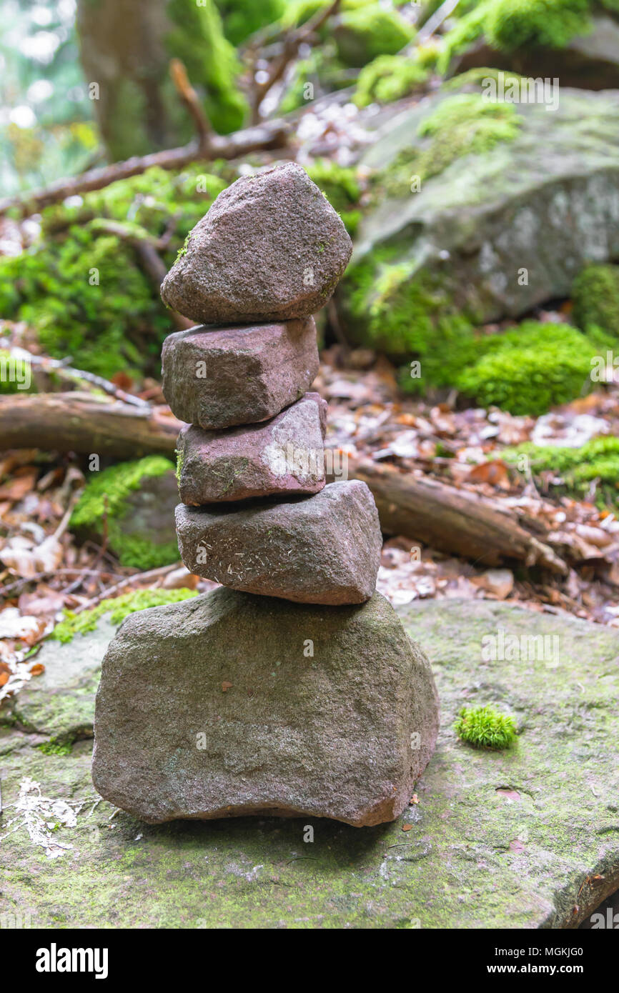 Stacked stone pyramid from sandstone as a sign for awareness Stock ...