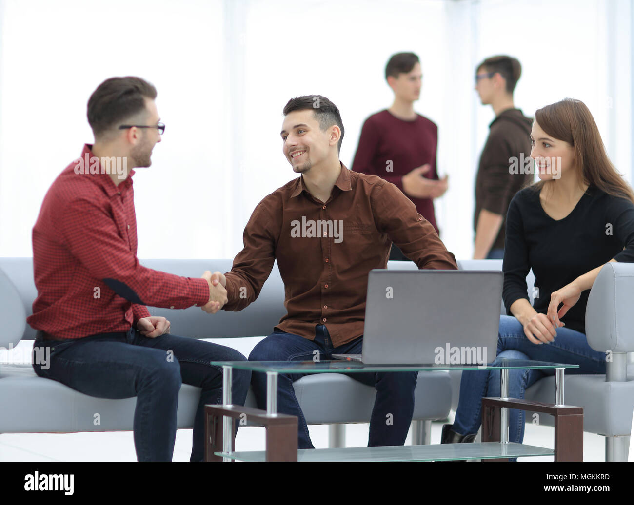 creative business team working with a client Stock Photo - Alamy
