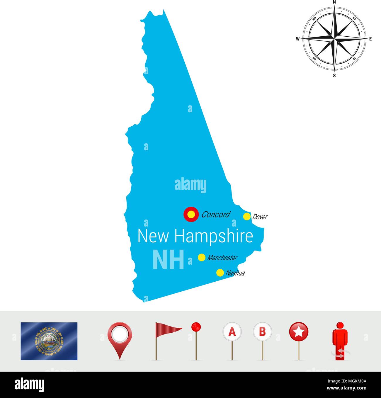 New Hampshire Vector Map Isolated on White. Detailed Silhouette of New ...