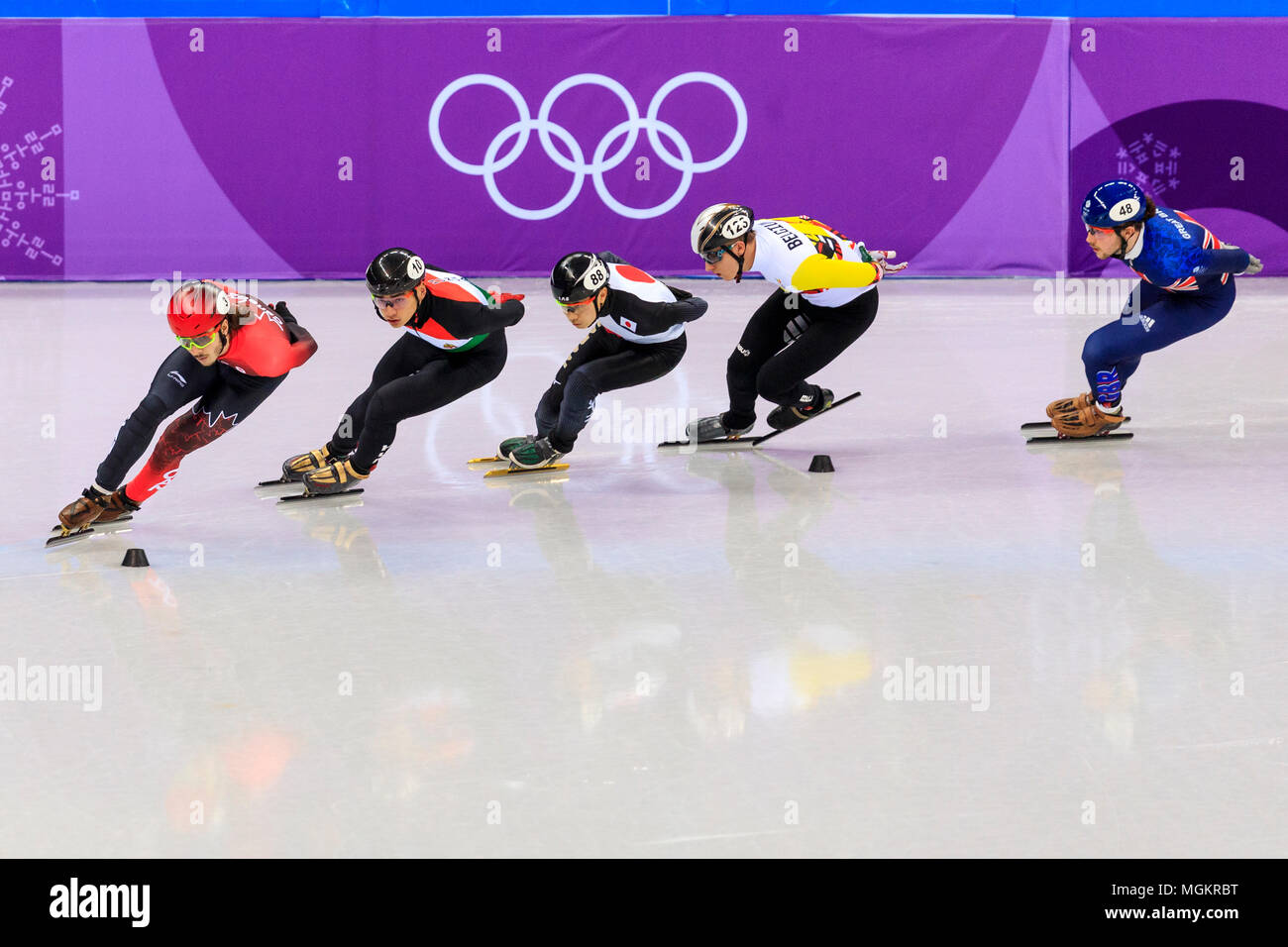 Men's 1,500m short track speed skating heat 1 at the Olympic Winter ...