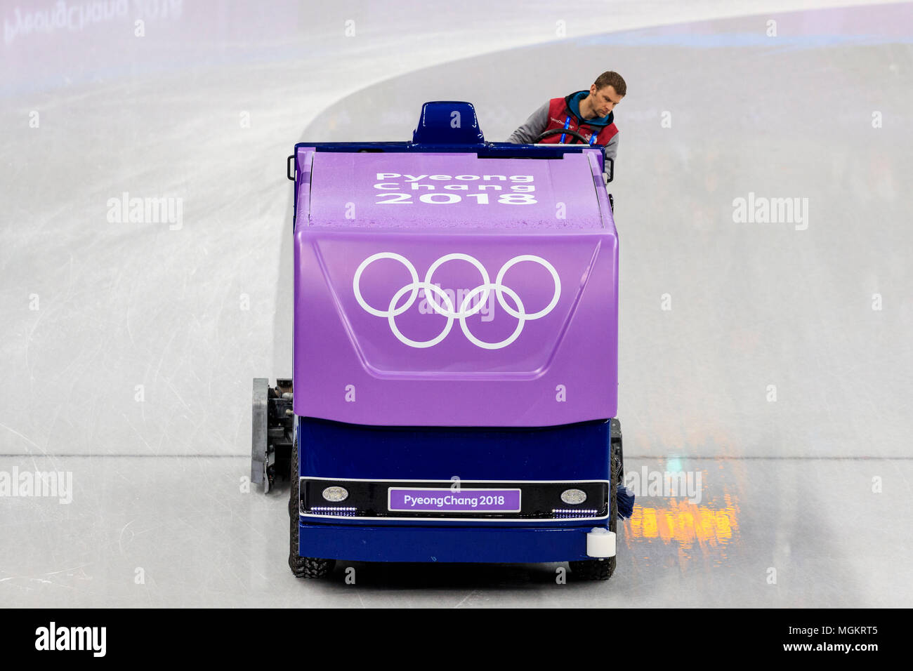 Zamboni during the short trasck speed skating at the Olympic Winter ...