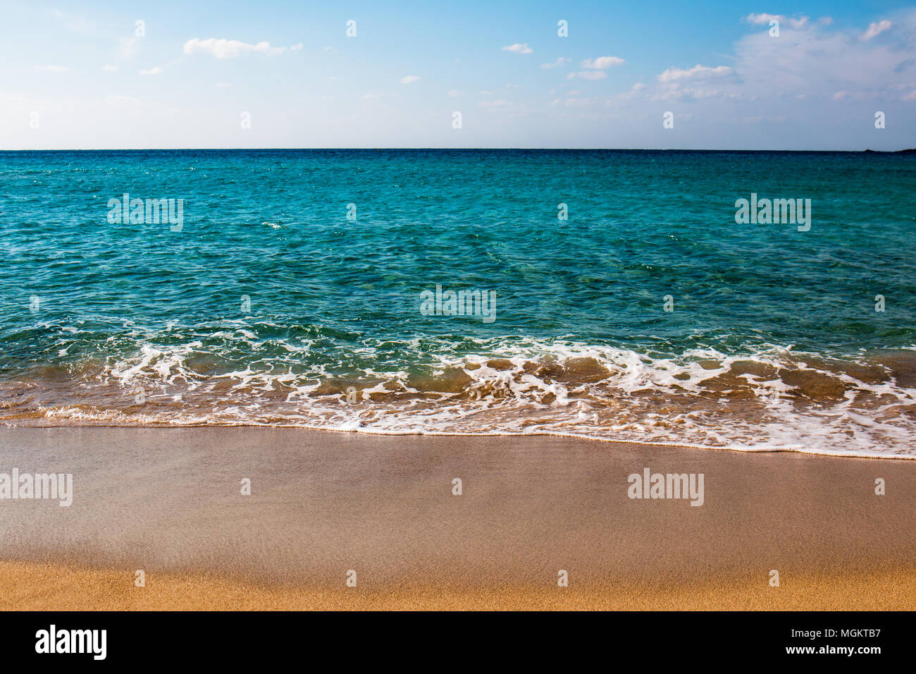 Greek beach with sand dunes and turquoise water in a sunny day Stock ...