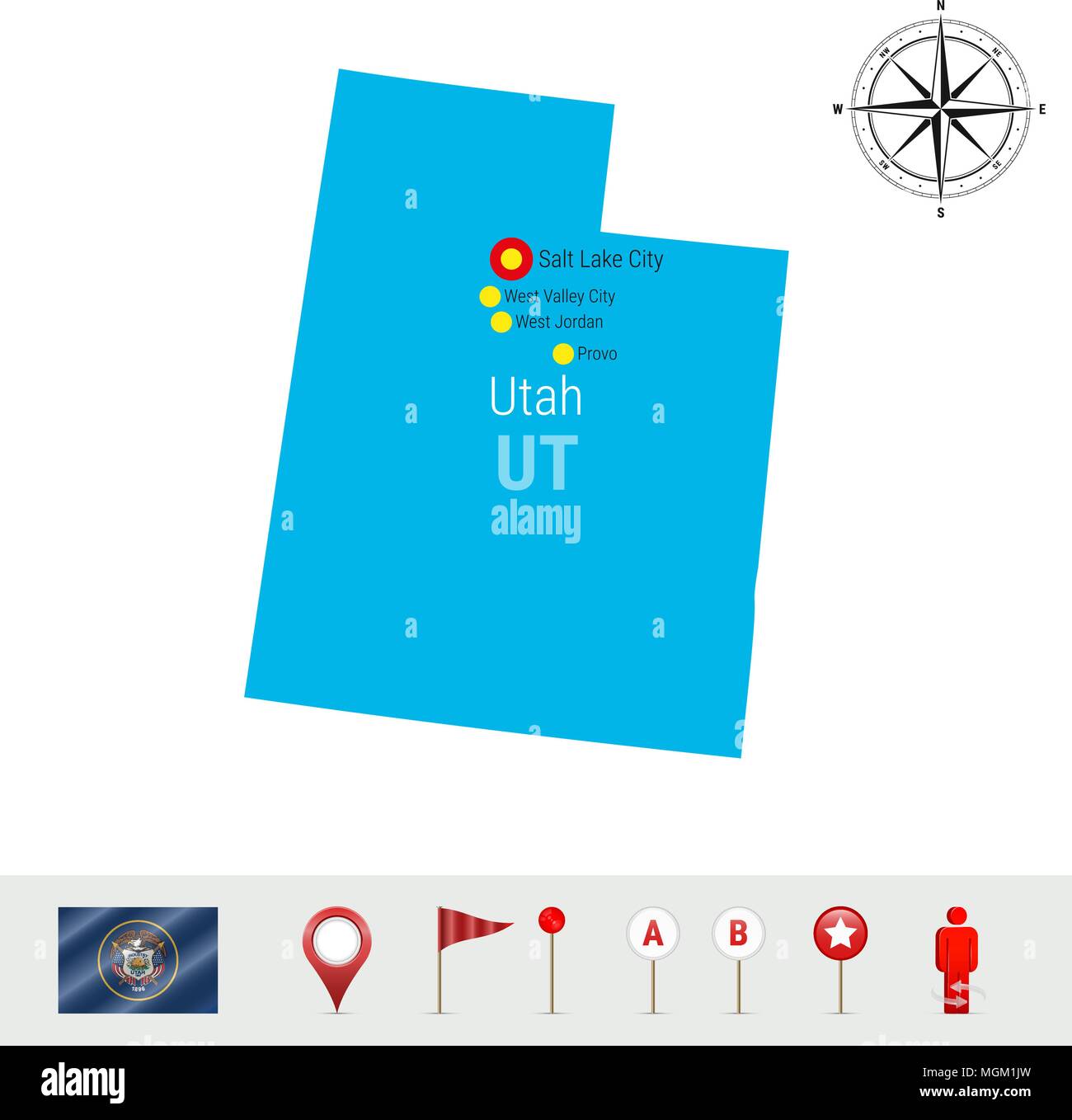 Us city map compass rose hi-res stock photography and images - Alamy
