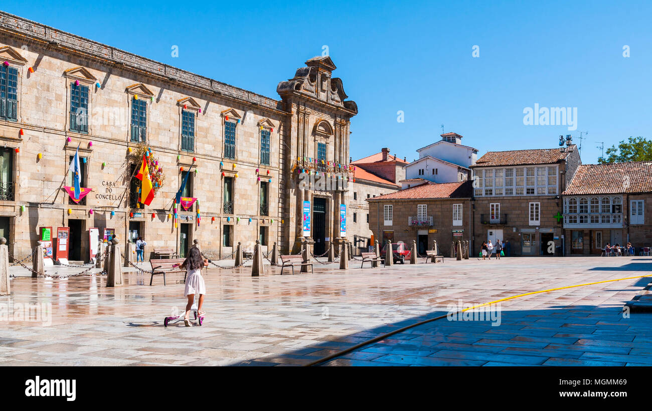 Plaza Mayor y Monasterio de San Salvador. Celanova. Ourense. Galicia ...