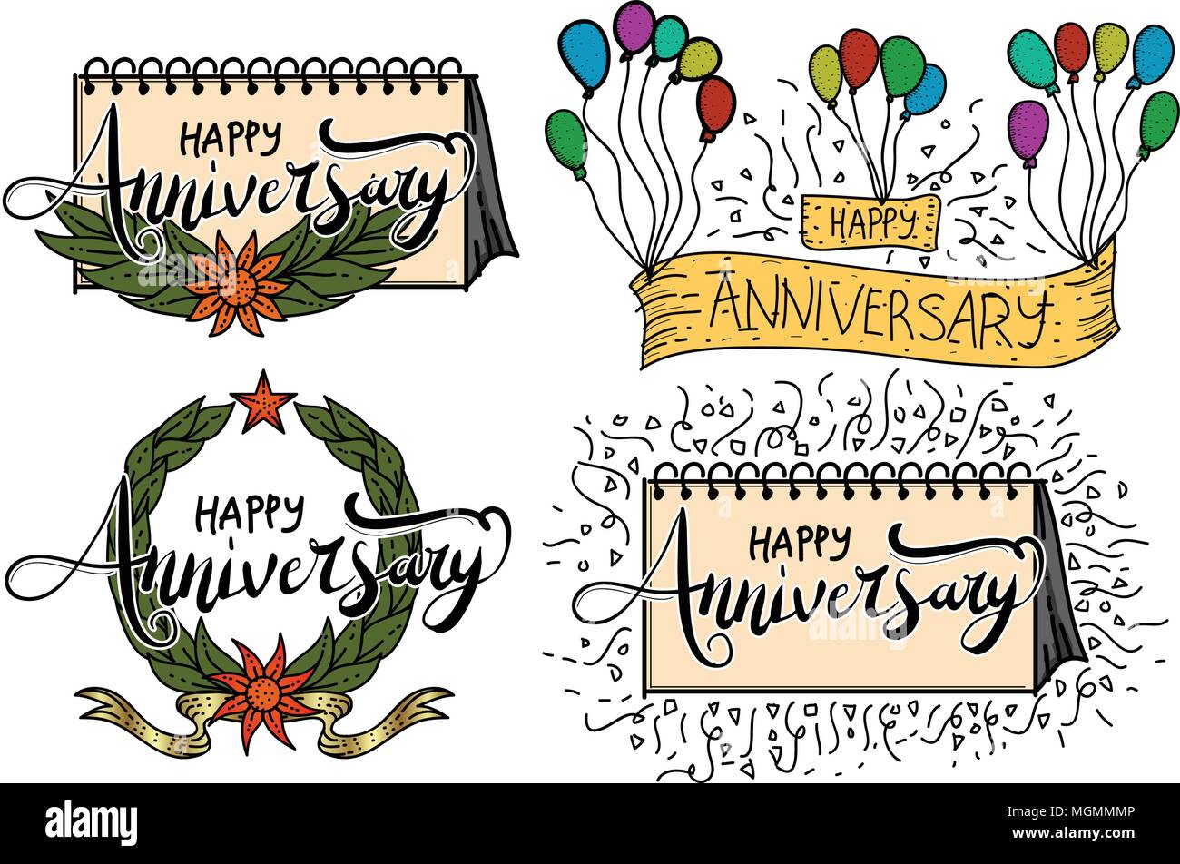 Happy anniversary beautiful script Stock Vector Images - Alamy