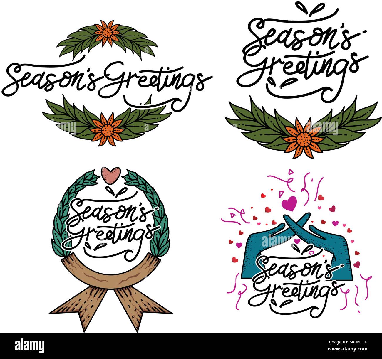 Season´s greetings hand lettering Cut Out Stock Images & Pictures - Alamy