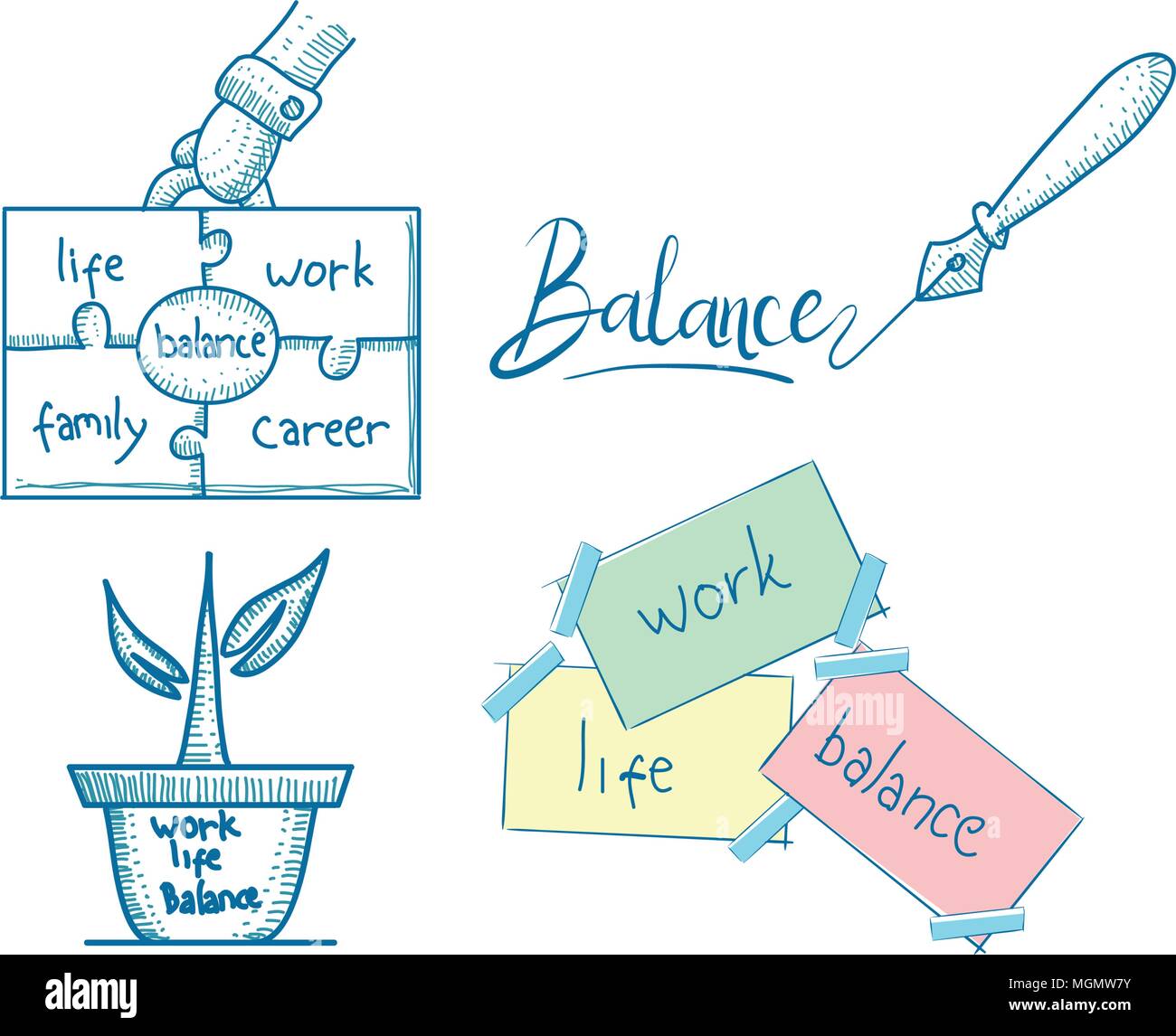 Work Life Balance Template Set Stock Vector Image & Art - Alamy