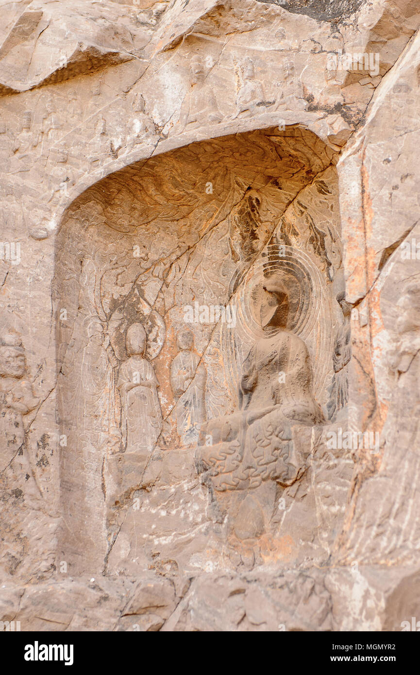 Longmen Grottoes ( Dragon's Gate Grottoes) or Longmen Caves.UNESCO ...