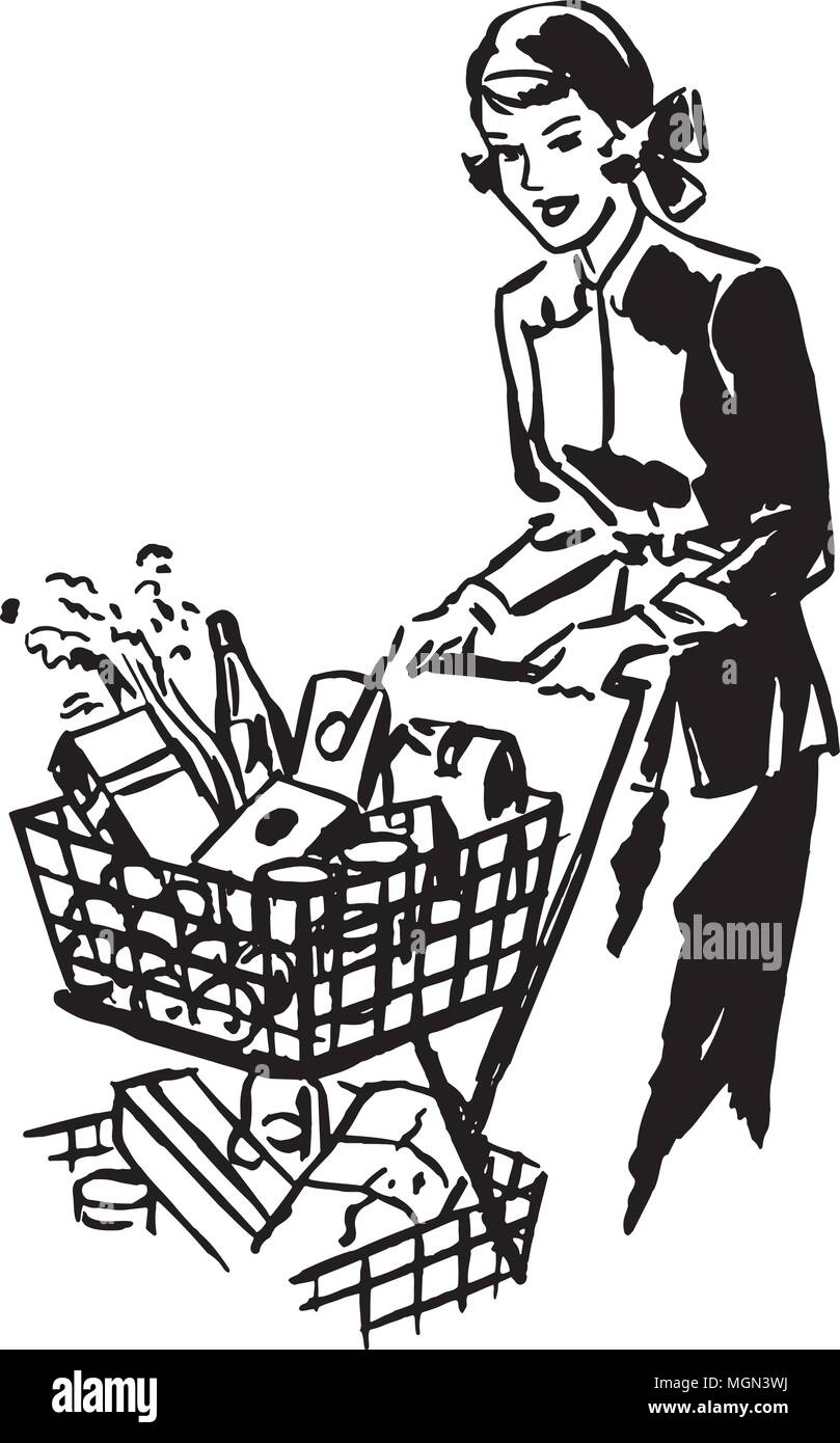 Thrift Shopper - Retro Clipart Illustration Stock Vector Image & Art ...