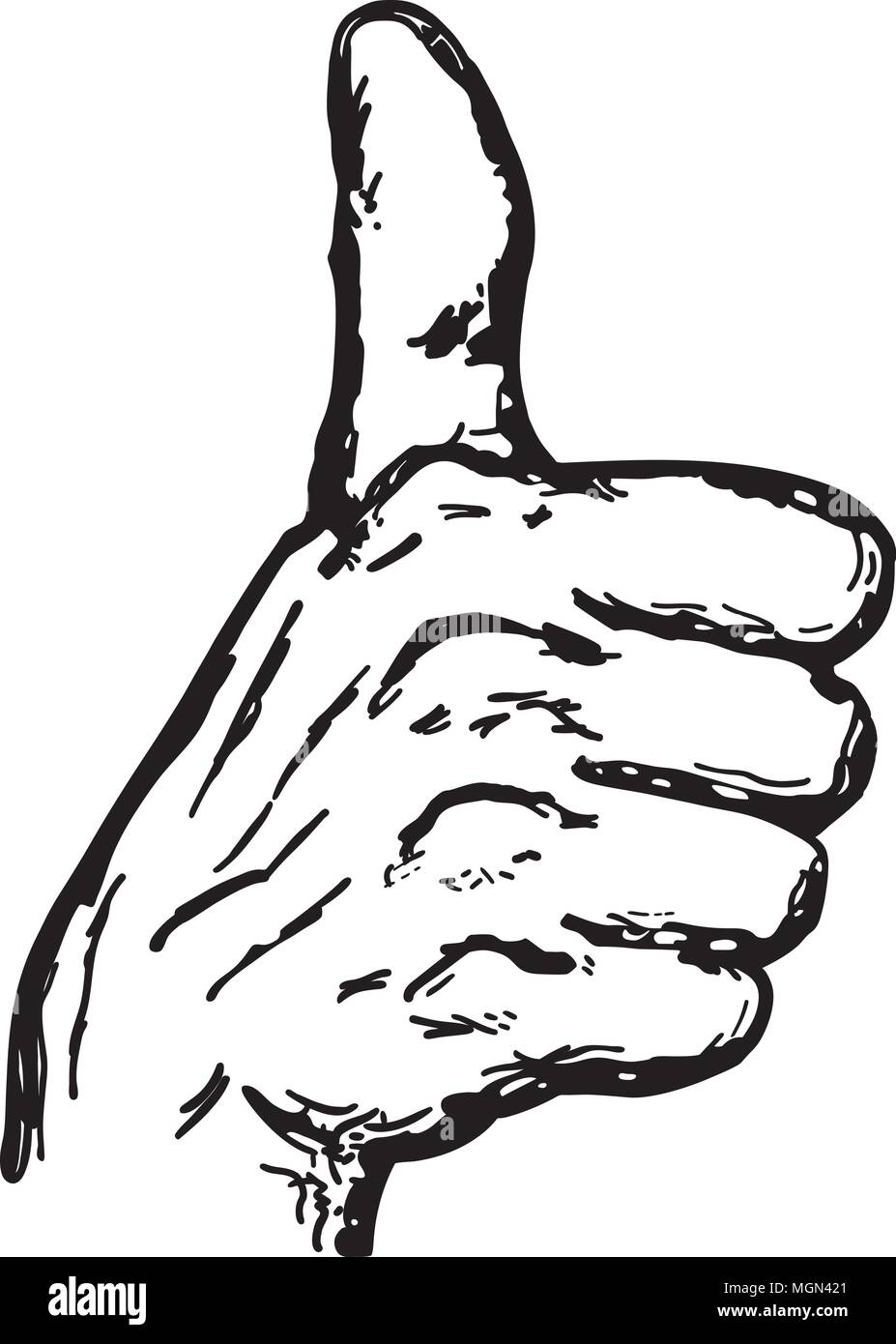 Thumbs Up - Retro Clipart Illustration Stock Vector Image & Art - Alamy