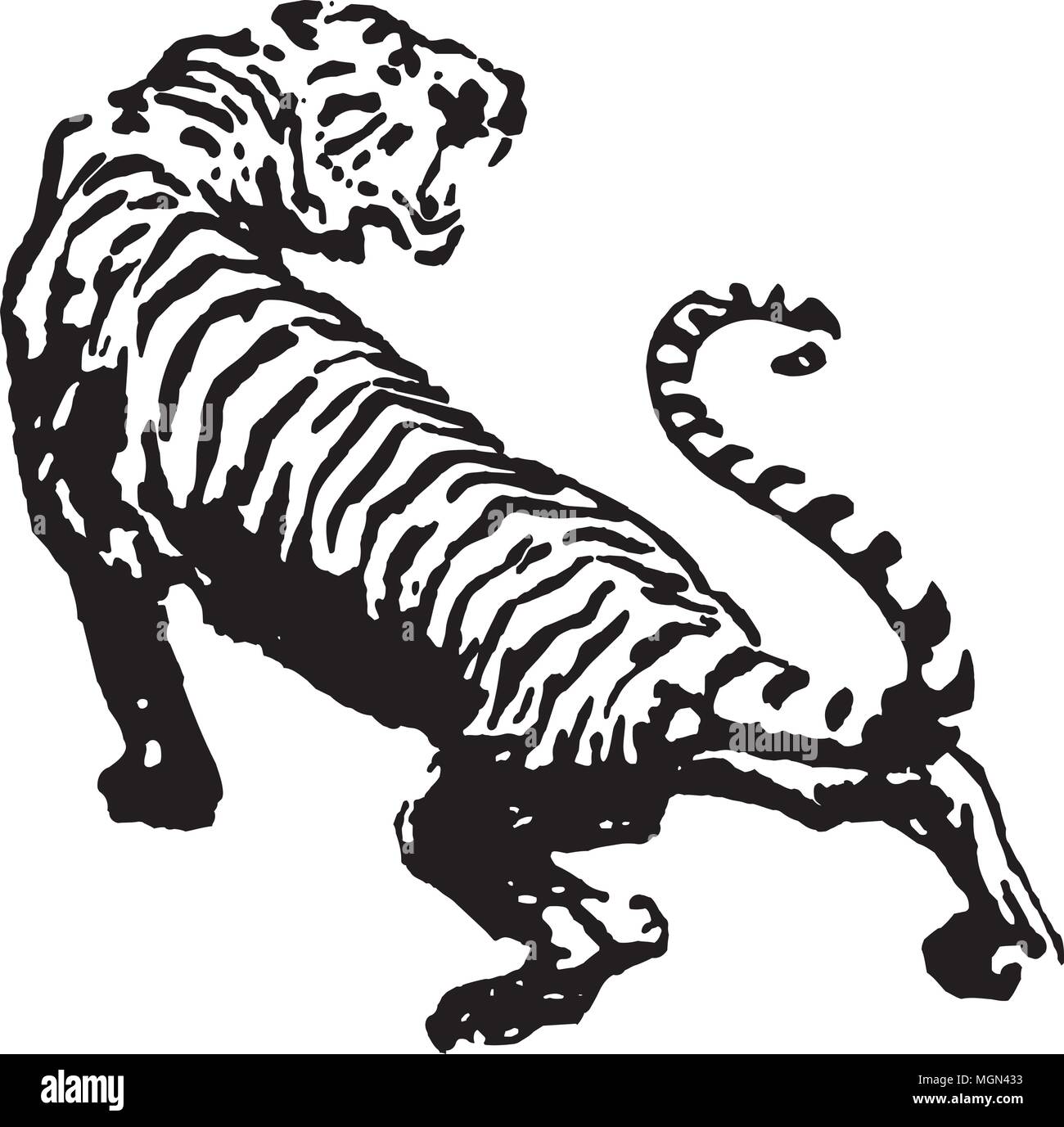 Tiger - Retro Ad Art Illustration Stock Vector Image & Art - Alamy