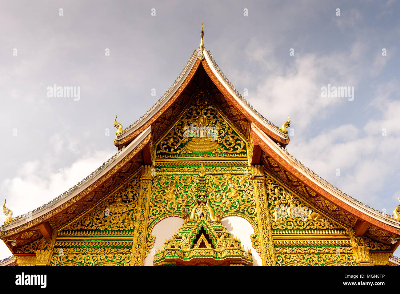 Close view of the Haw Pha Bang Buddha temple of the National museum ...