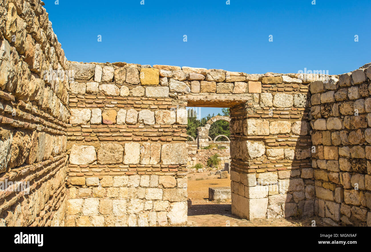 Ruins of the Umayyad city of Anjar, Lebanon. UNESCO World Heritage Site ...