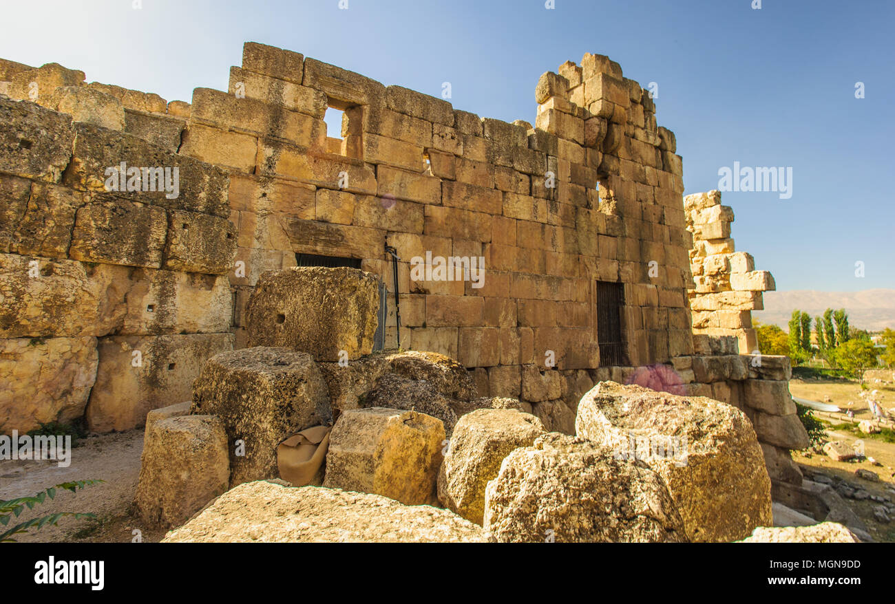 Roman ruins of Baalbek, Lebanon. Heliopolis, the City of the Sun Stock ...