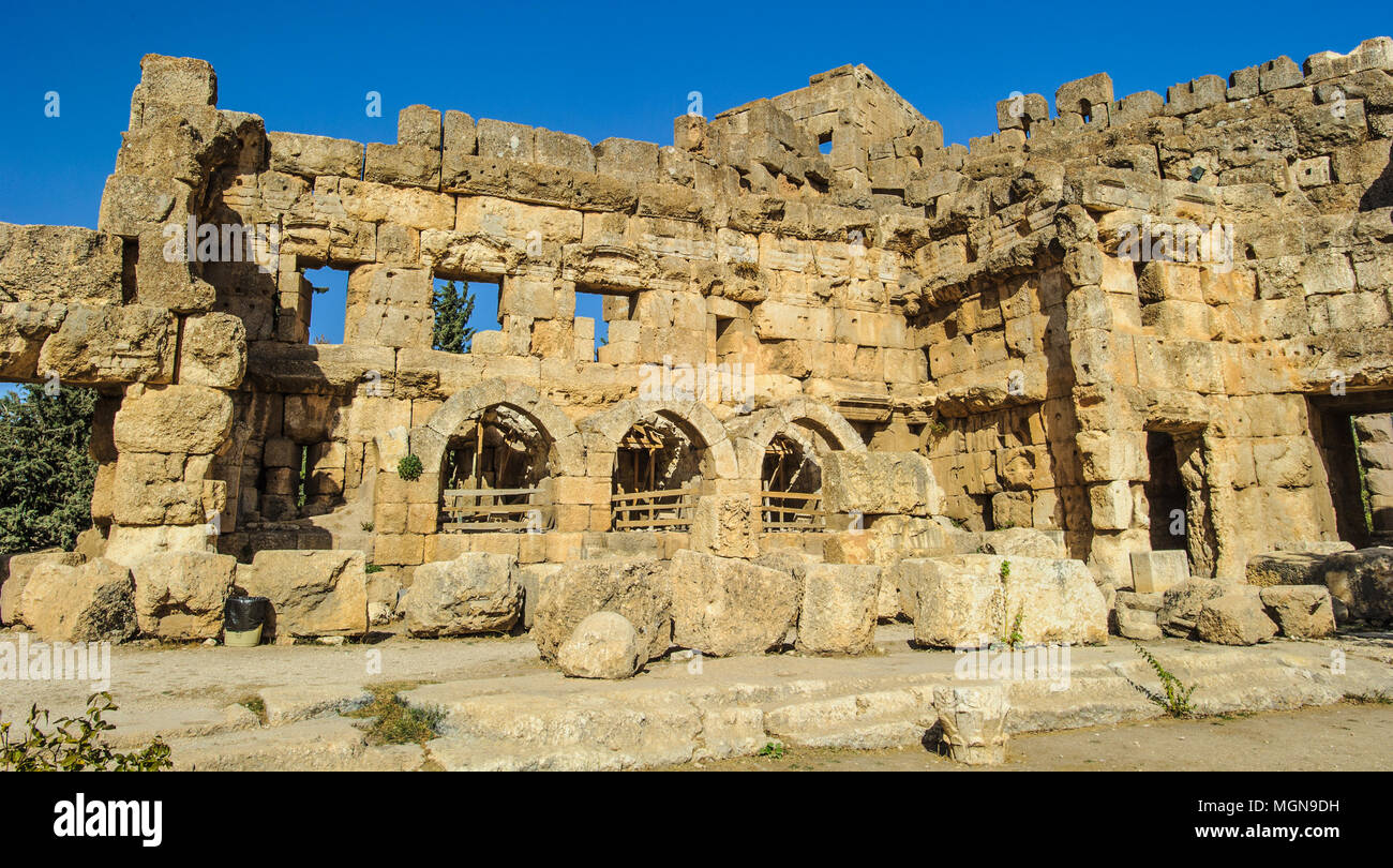 Roman ruins of Baalbek, Lebanon. Heliopolis, the City of the Sun Stock ...