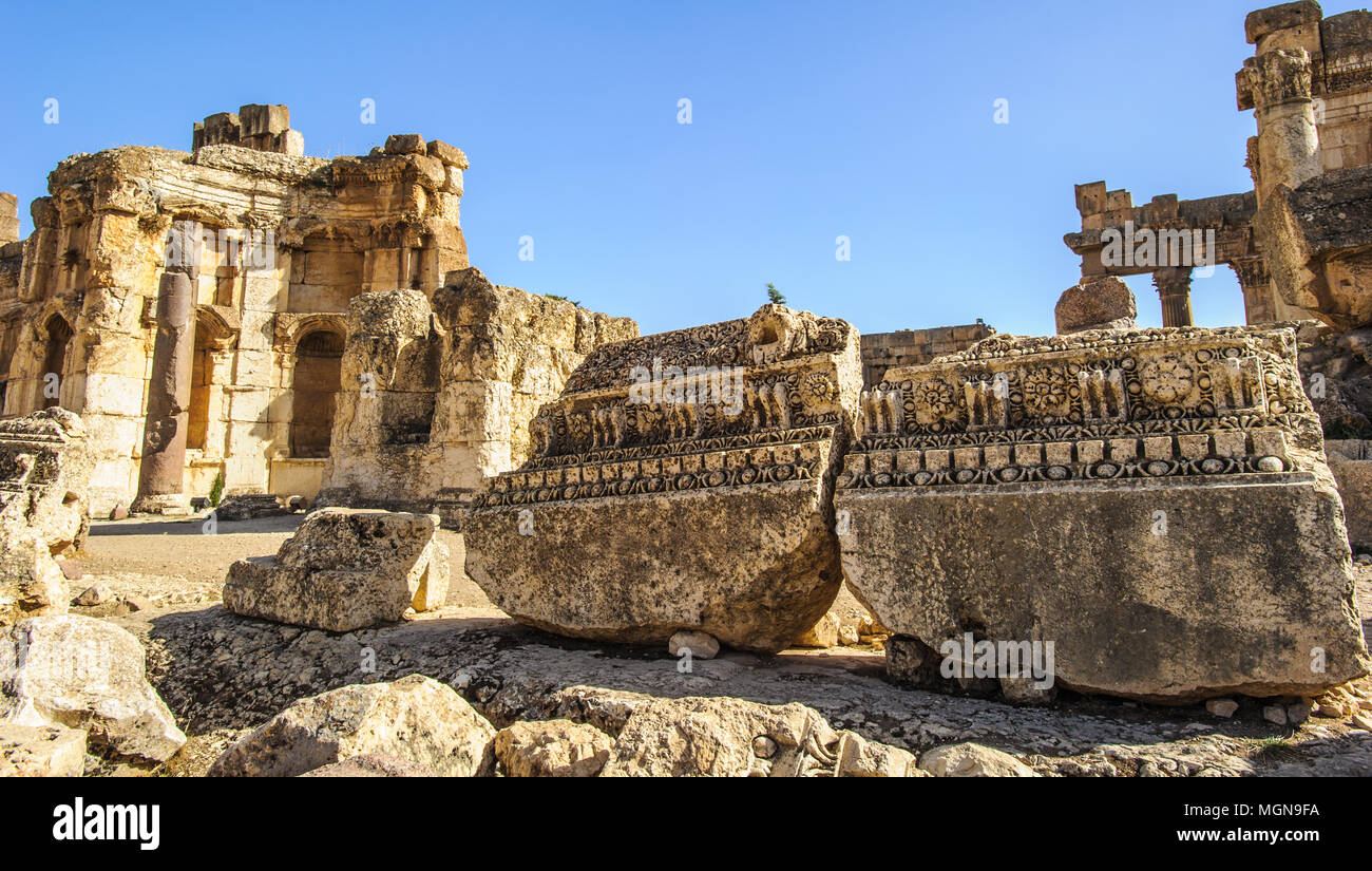 Roman ruins of Baalbek, Lebanon. Heliopolis, the City of the Sun ...
