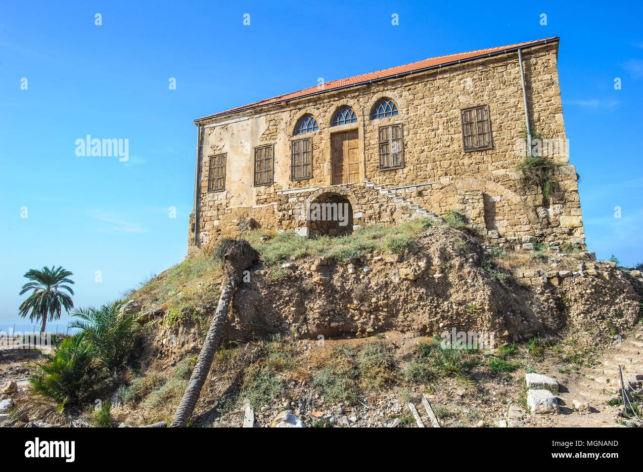 Traditional Lebanese house over the Mediterranean sea, Byblos, Lebanon ...