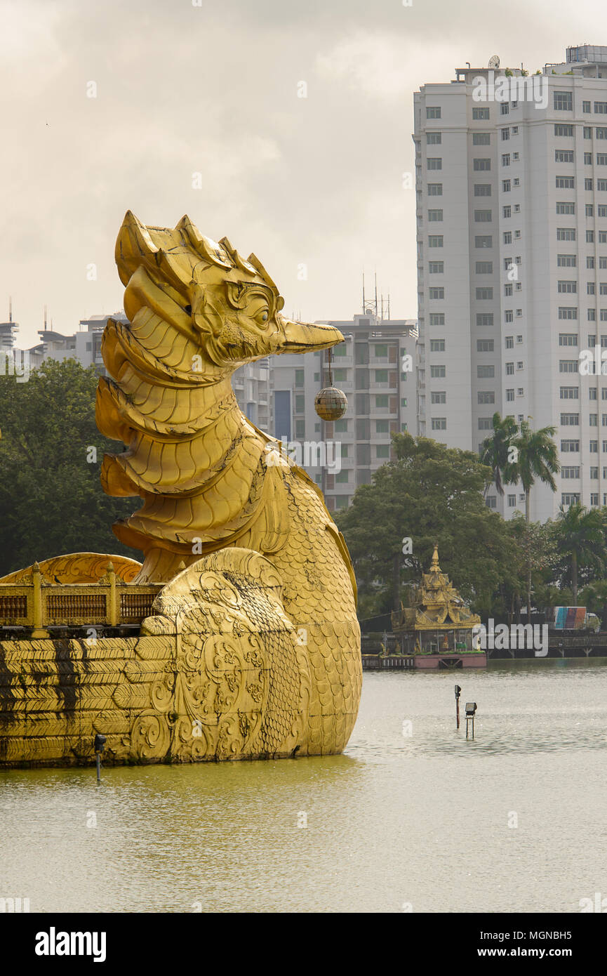 The Floating Barge, Karaweik Hall, Yangon, the former capital of ...