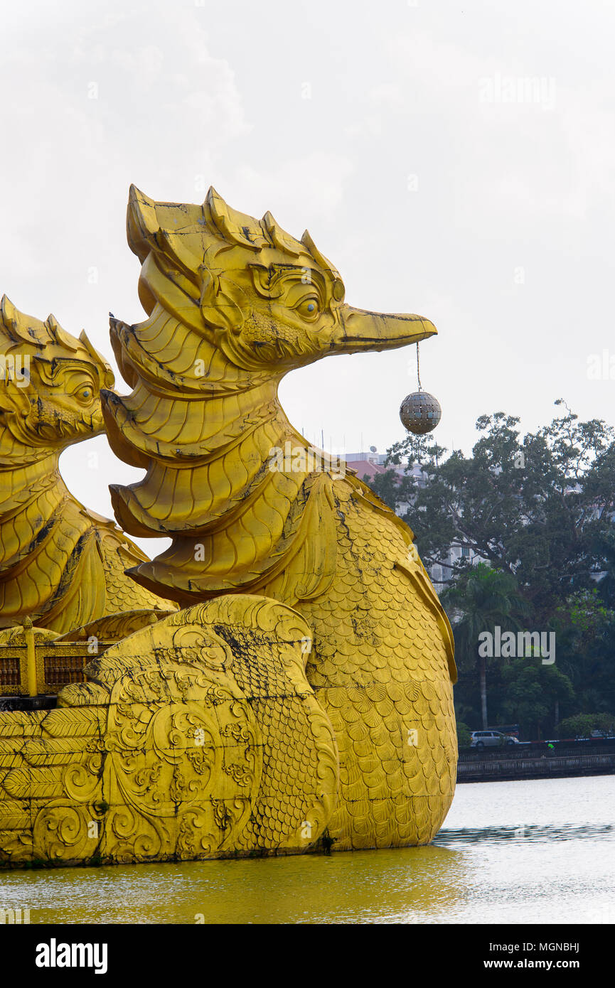 The Floating Barge, Karaweik Hall, Yangon, the former capital of ...
