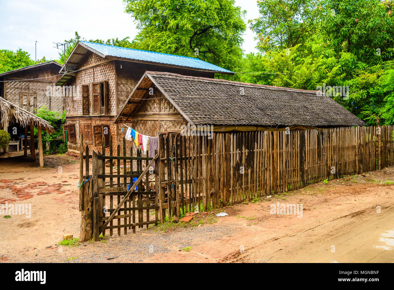 Burmese village on the road to Ava, Myanmar Stock Photo - Alamy