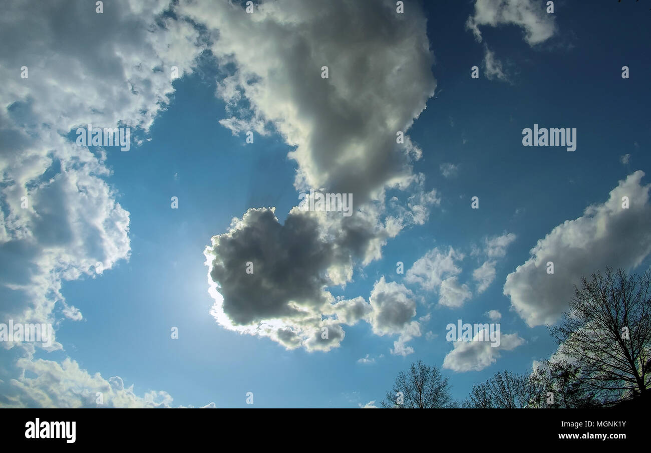 Shot of blue sky with cloud closeup Stock Photo - Alamy