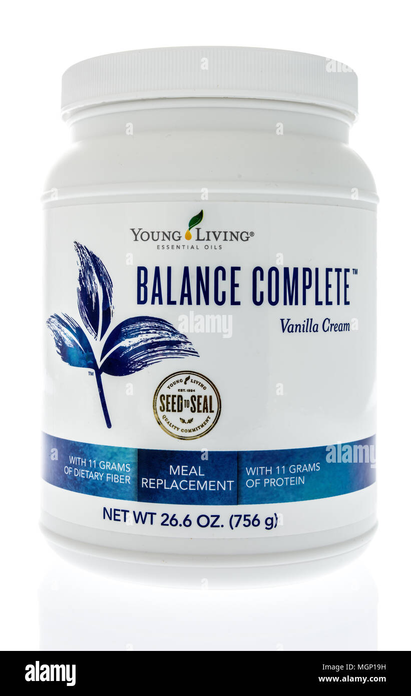 Winneconne, WI - 19 April 2018: A bottle of Young Living balance ...